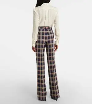 Etro Checked Wool Wide-leg Pants