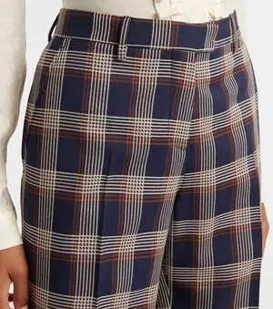 Etro Checked Wool Wide-leg Pants