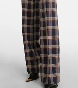 Etro Checked Wool Wide-leg Pants