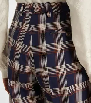 Etro Checked Wool Wide-leg Pants