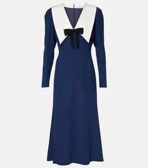Alessandra Rich Envers Bow-detail Midi Dress - Blue