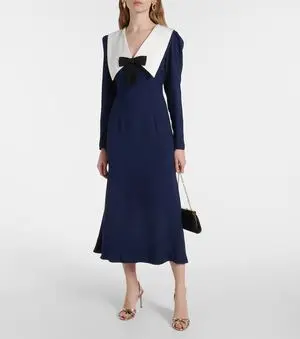 Alessandra Rich Envers Bow-detail Midi Dress - Blue