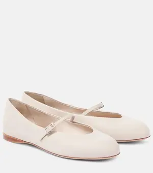 Max Mara Leather Ballet Flats - Grey