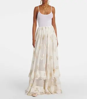 Chloé Floral Jacquard Muslin Maxi Skirt - White