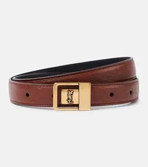 Saint Laurent La 66 Slim Leather Belt - Brown