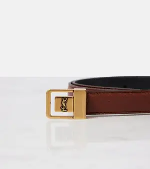 Saint Laurent La 66 Slim Leather Belt - Brown