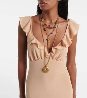 Chloé Ruffled Silk Crêpe De Chine Maxi Dress - Brown