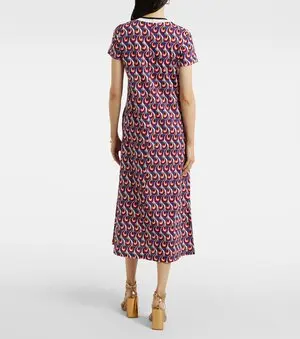 La DoubleJ Sporty Swing Printed Cotton Jersey Midi Dress - Multicoloured