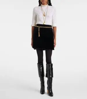Chloé Scalloped Cotton Velvet Miniskirt
