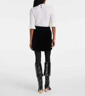 Chloé Scalloped Cotton Velvet Miniskirt
