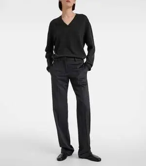 THE ROW Selvie Straight Leg Cashmere Pants