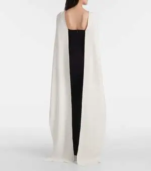 Roland Mouret Caped Floral-appliqué Gown