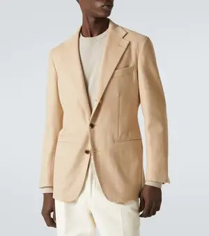 SAMAN AMEL Camel Hair Suit Jacket - Beige