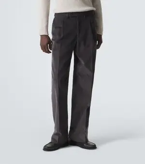 SAMAN AMEL Cotton Corduroy Wide-leg Pants - Grey