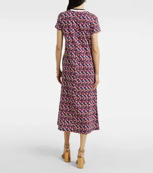 La DoubleJ Sporty Swing Printed Cotton Jersey Midi Dress
