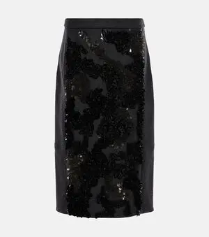 Plan C Sequined Wool-blend Midi Skirt