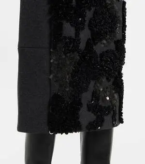 Plan C Sequined Wool-blend Midi Skirt