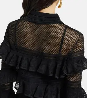 Zimmermann Crush High Neck Frilled Knitted Minidress