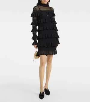 Zimmermann Crush High Neck Frilled Knitted Minidress