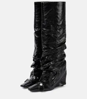 Attico Juno 95 Leather Knee-high Boots - Black