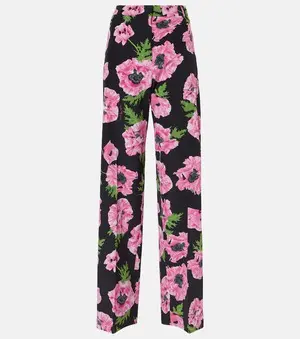 Stella McCartney Poppy Floral Wide-leg Pants - Black
