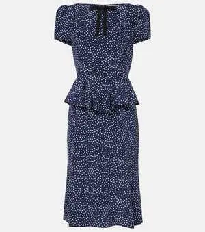 Alessandra Rich Polka-dot Silk Midi Dress