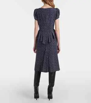 Alessandra Rich Polka-dot Silk Midi Dress