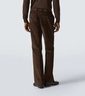 SAMAN AMEL Cotton Corduroy Wide-leg Trousers - Brown