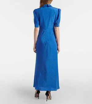 Alessandra Rich Polka-dot Silk Maxi Dress - Blue