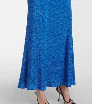 Alessandra Rich Polka-dot Silk Maxi Dress - Blue