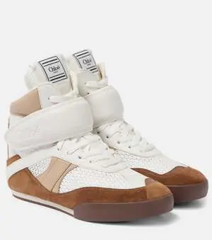 Chloé Kick Leather-trimmed High-top Sneakers