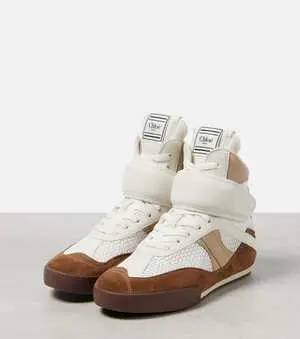 Chloé Kick Leather-trimmed High-top Sneakers