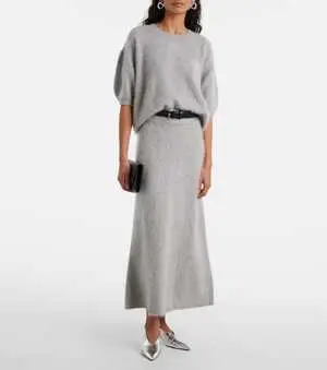 LISA YANG Asta Cashmere Midi Skirt - Grey