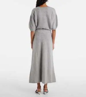 LISA YANG Asta Cashmere Midi Skirt - Grey