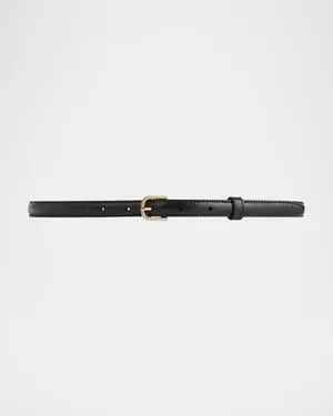 TOTEME Buckle Leather Skinny Belt - Black