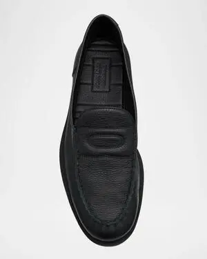 John Lobb Pace Suede Penny Loafers Black