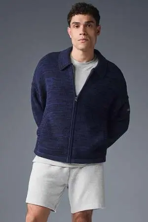 Alo Yoga Heritage Full Zip Sweater Top - Navy Multi