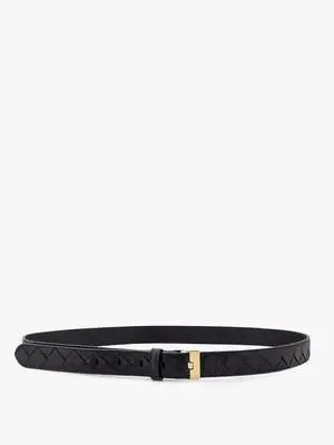 Bottega Veneta Leather Belt With Intrecciato Motif - Black