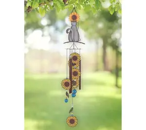SUNSET VISTA DESIGNS Chartreux Cat And Sunflowe R Chime
