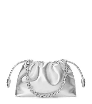 Loewe Medium Metallic Leather Flamenco Purse - Silver