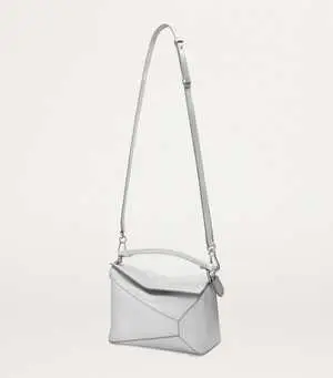 Loewe Small Metallic Leather Puzzle Top-handle Bag - Silver