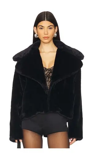 Superdown Willow Faux Fur Coat - Black