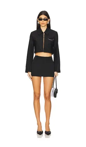 GANNI Compact Stripe Jersey Short Blazer
