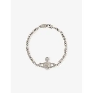 VIVIENNE WESTWOOD Mini Bas Relief Silver-tone Bracelet - Platinum / Crystal