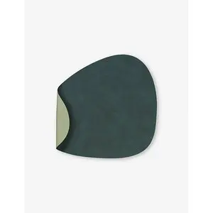 LIND DNA Curve Large Reversible Leather Table Mat 35cm-45cm - Olive And Dark Green