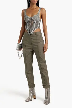 3.1 Phillip Lim Cropped Tapered Cotton-blend Pants - Army Green