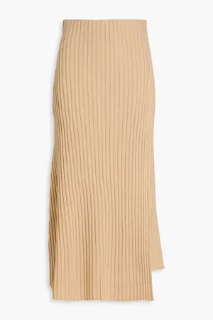 BY MALENE BIRGER Cassila Wrap-effect Ribbed Merino Wool Midi Skirt