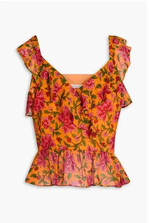 Veronica Beard Randa Floral-print Silk-crepe Top