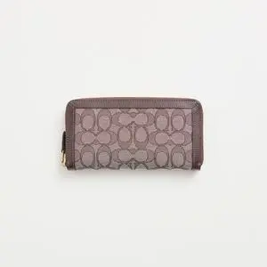 COACH® Restored Accordion Zip Wallet In Signature Jacquard - Brass/oak Maple