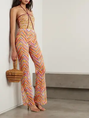 Missoni Mare Printed Stretch-tulle Slim-leg Pants